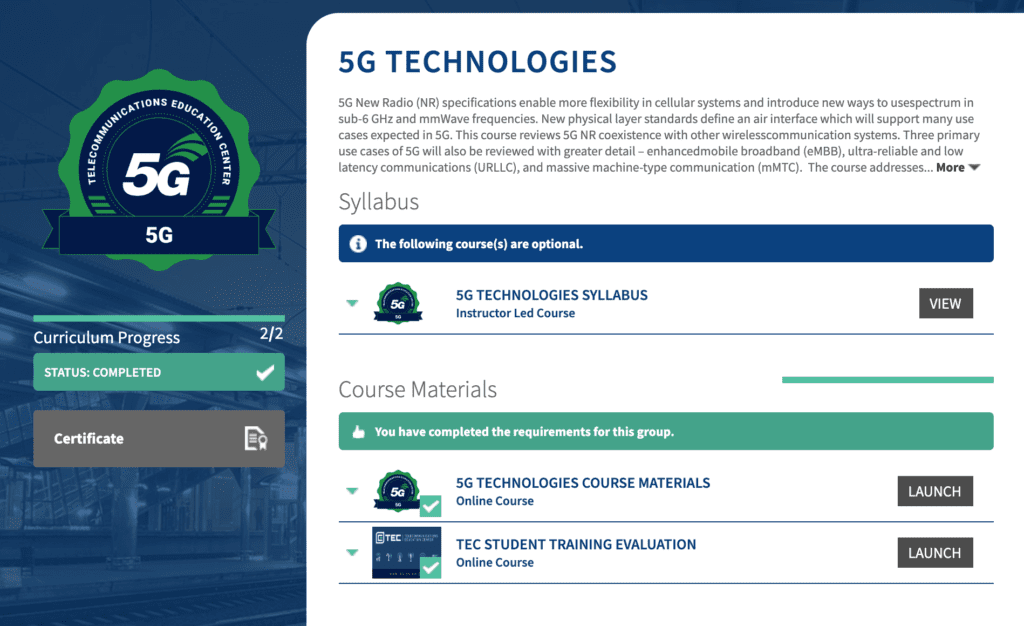 Accessing Certificates - Telecommunications Education Center